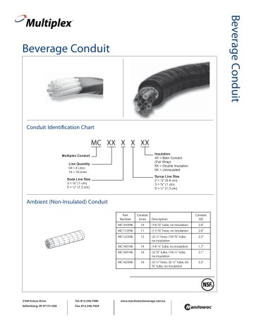 Multiplex Beverage Conduit Specification Sheet | Manualzz