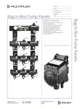 Multiplex BIB Pump Panels Specification Sheet | Manualzz