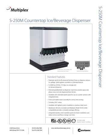 Multiplex S-250M Countertop Ice/Beverage Dispenser Specification Sheet ...
