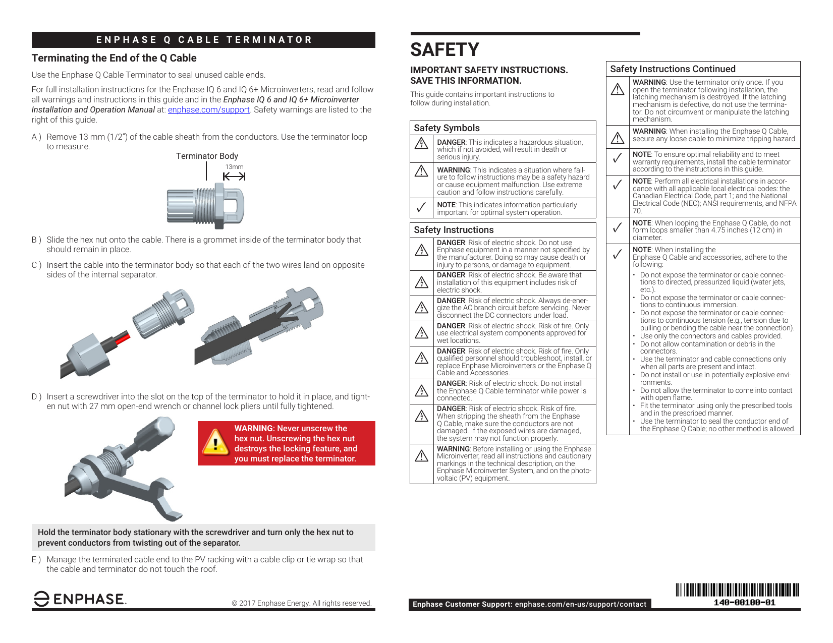 enphase Q Cable Terminator User manual | Manualzz
