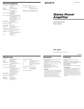 Sony xm 250 x de handleiding | Manualzz