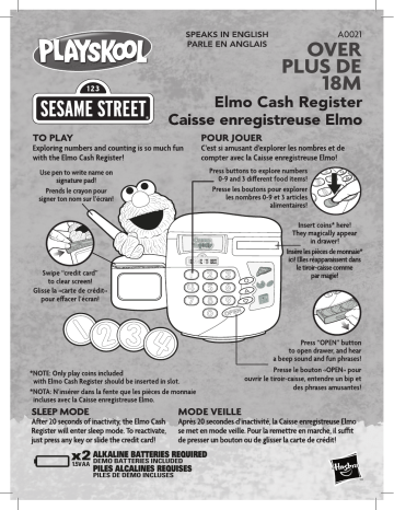 Hasbro ELMO CASH REGISTER Owner's Manual | Manualzz