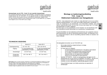Geba Tronic TCS - Cody 2 de handleiding | Manualzz