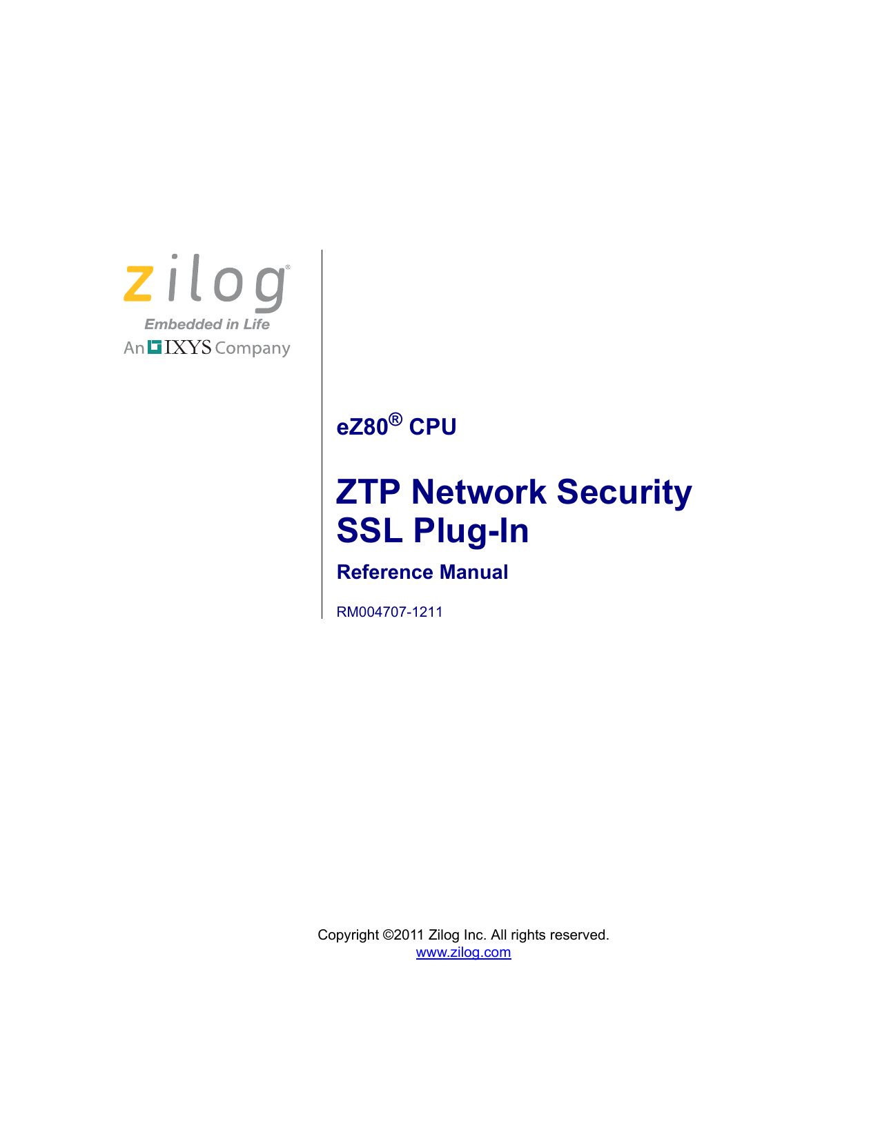 Zilog EZ80L92 Microcontroller Reference Manual | Manualzz