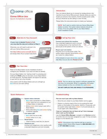 Ooma Linx Quick Installation Guide | Manualzz