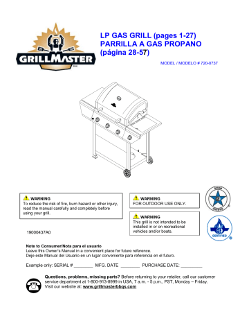 GrillMaster™ 720-0737 grill Owner Manual | Manualzz