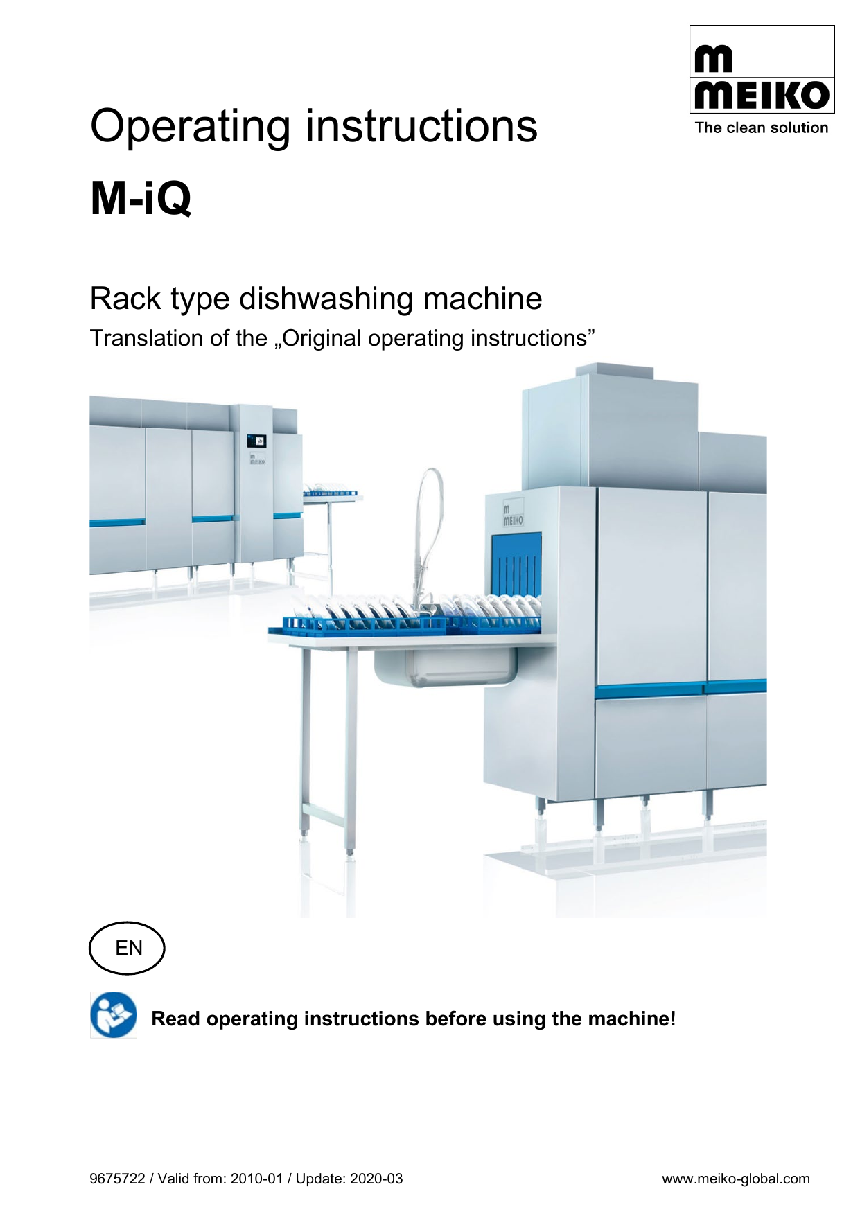 Meiko M-iQ rack type dishwashing machine Operating Instructions | Manualzz