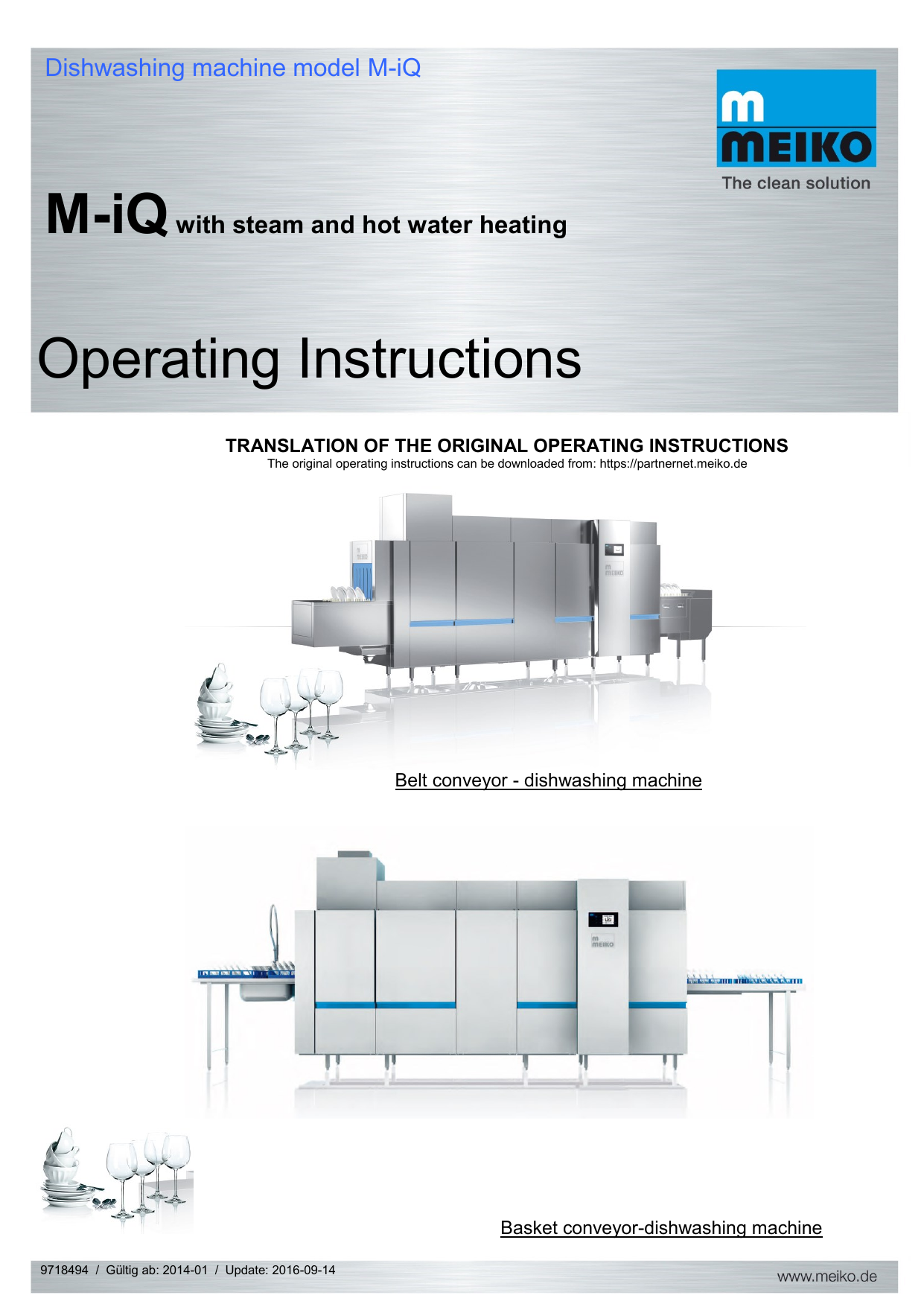 Meiko M-iQ flight type dishwashing machine Operating instructions ...