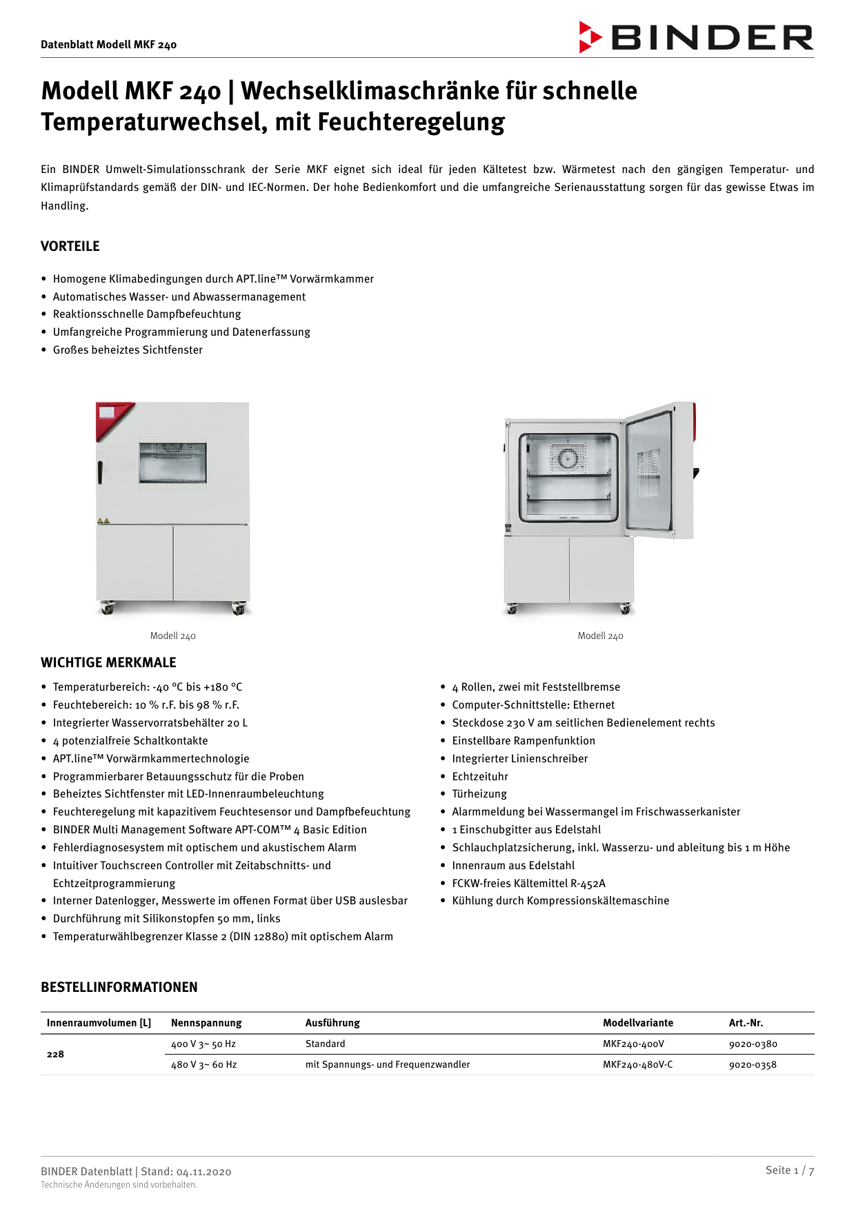 Binder MKF 240 Datasheet | Manualzz