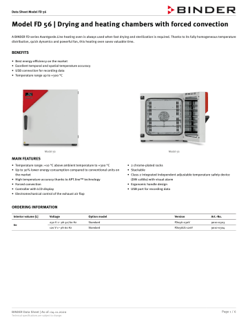 Binder FD 56 Drying and heating chamber Data Sheet | Manualzz