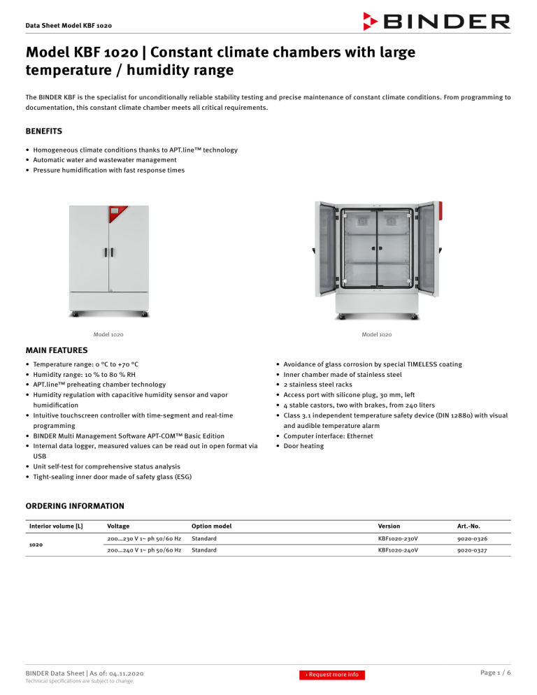 Binder KBF 1020 Datasheet | Manualzz