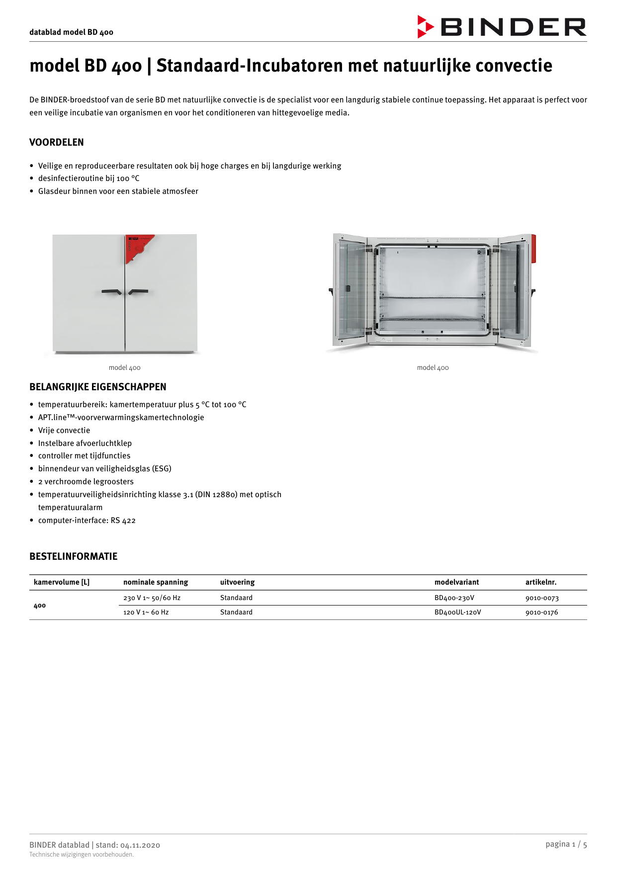 Binder BD 400 Datasheet | Manualzz