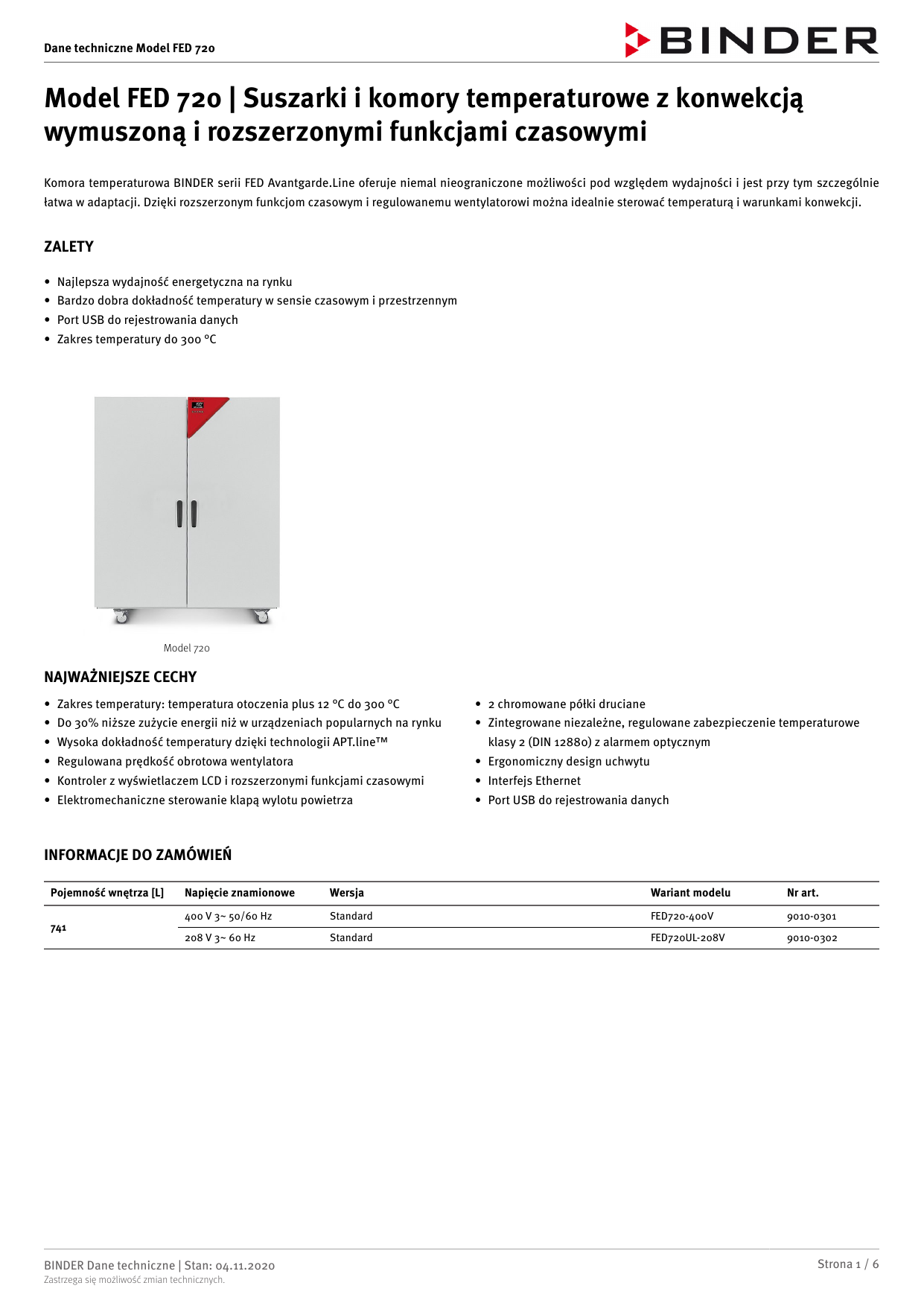 Binder FED 720 Datasheet | Manualzz