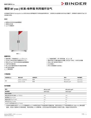 Binder BF 720 标准-培养箱 データシート | Manualzz