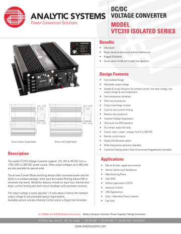 Analytic Systems VTC310-300-48 Voltage Converter Datasheet | Manualzz