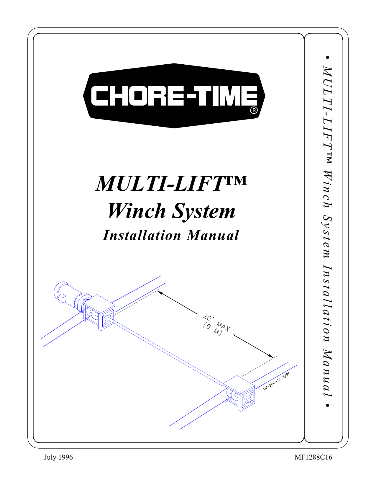 Chore-Time MF1288C MULTI-LIFT™ Winch System Installation and Operators ...