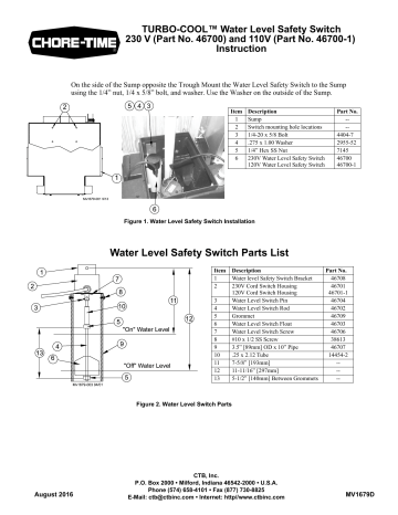 Chore-Time MV1679D TURBO-COOL™ Water Level Safety Switch 230 V ...