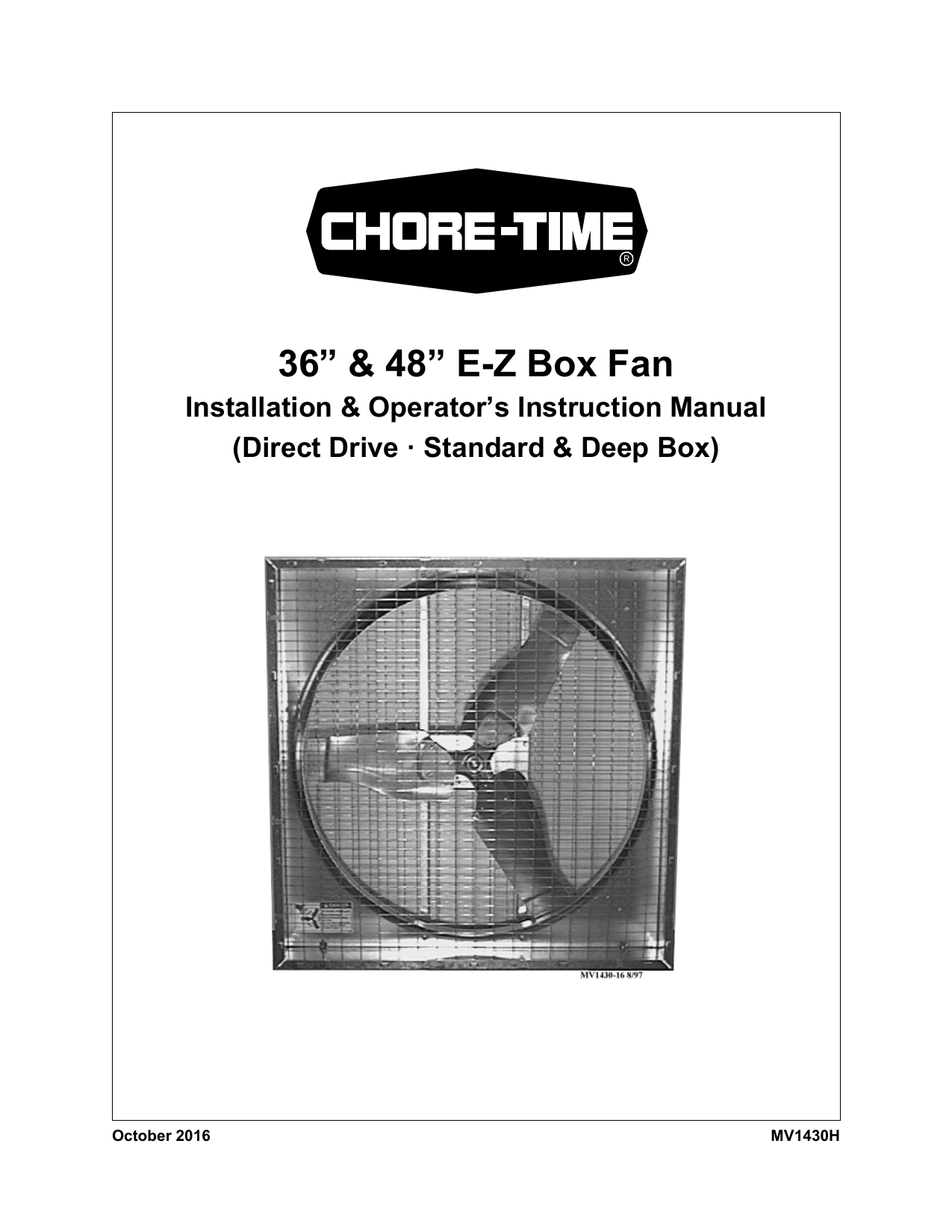 Chore-Time MV1430H 36-Inch & 48-Inch E-Z Box Fan Installation and ...