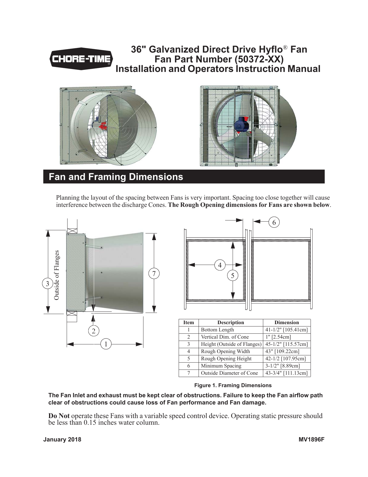 Chore-Time MV1896F 36-Inch Galvanized Direct Drive Hyflo® Fan User ...