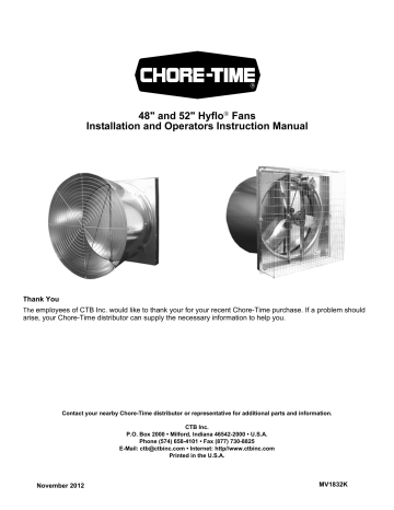 Chore-Time MV1832K 48- and 52-Inch HYFLO® Fans Installation and ...