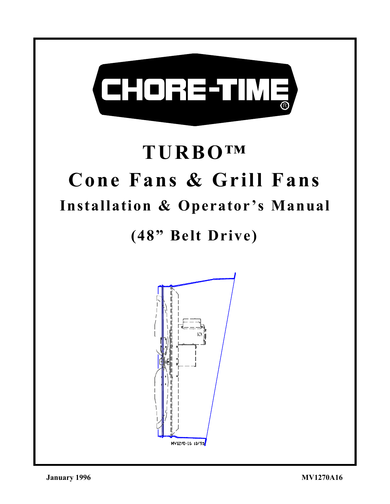 Chore-Time MV1270A 48-Inch Belt Drive TURBO® Cone Fans & Grill Fans ...