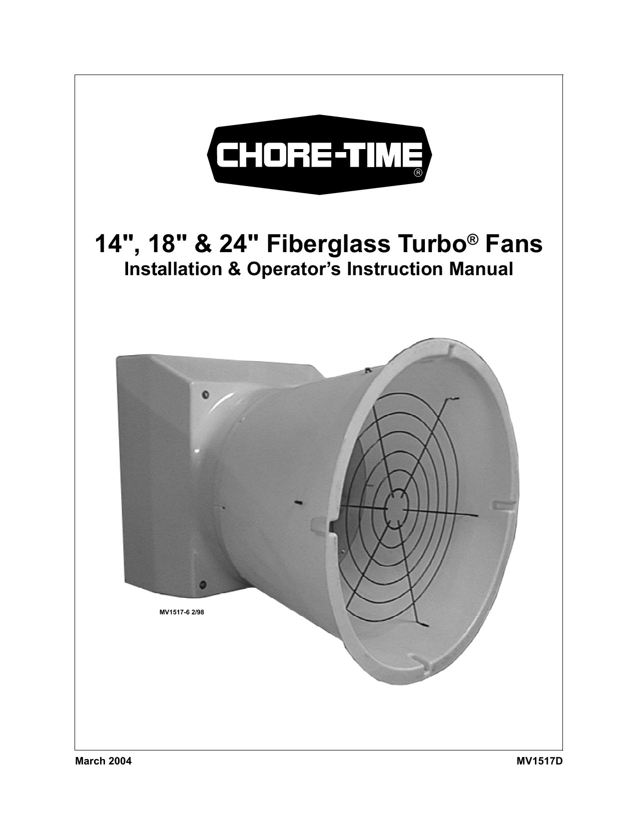 Chore-Time MV1517D 14-, 18-, 24-Inch Fiberglass TURBO® Fans ...
