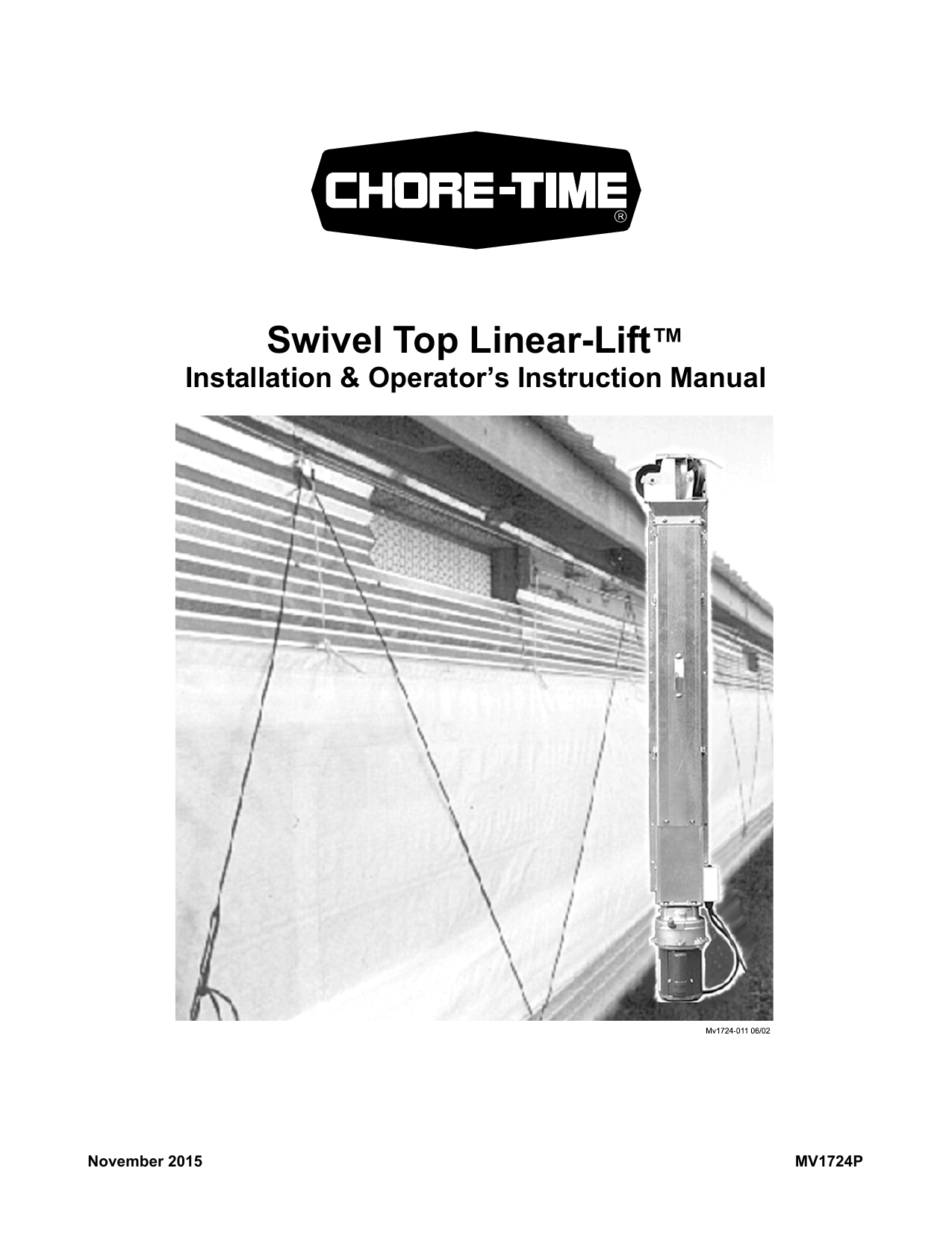 Chore-Time MV1724P Swivel Top LINEAR-LIFT™ Installation and Operators ...