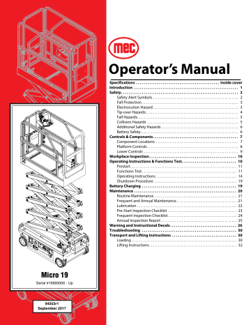 Mec Micro19® - A92.6 Slab Scissor Lift Operator Manual | Manualzz