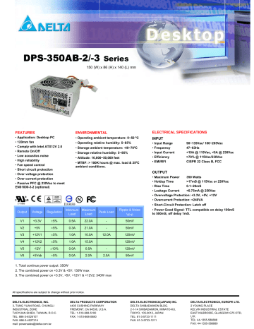 Delta Electronics DPS-350AB-3 Specifications | Manualzz