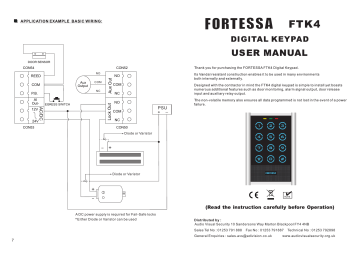 Fortessa FTK4 Engineer Manual | Manualzz