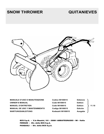 BCS Snow Thrower 1995+ Snow Thrower Owner's Manual | Manualzz