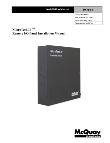 McQuay MicroTech II IM 783-1 Installation Manual | Manualzz