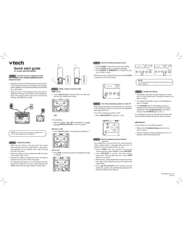 VTech ia5870 Quick Start Guide | Manualzz