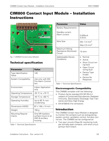Tyco CIM800 Installation Instructions Manual | Manualzz
