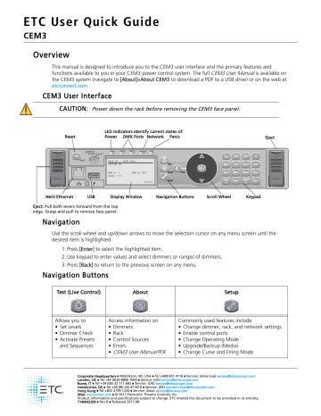 ETC CEM3 User Quick Manual | Manualzz