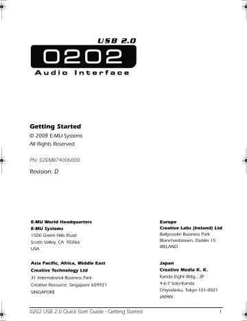 E-Mu 202, E-MU 0202 Getting Started Manual | Manualzz