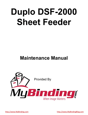 Duplo DSF-2000 Maintenance Manual | Manualzz
