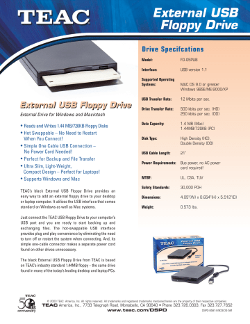 Teac FD-05PUB Specifications | Manualzz