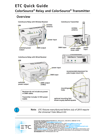 ETC ColorSource Quick Manual | Manualzz