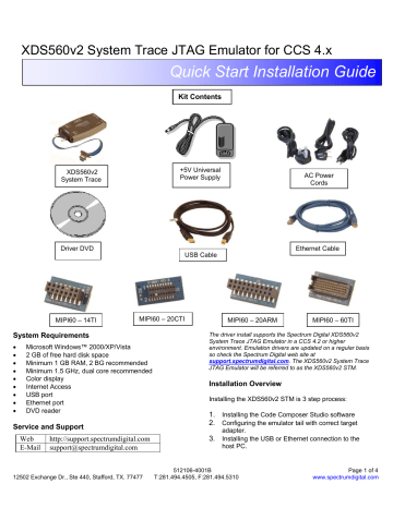 Spectrum XDS560v2 Installation Manual | Manualzz