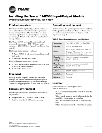 Trane Tracer MP503 Manual | Manualzz
