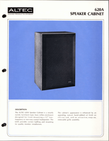 Altec 620A Product Manual | Manualzz