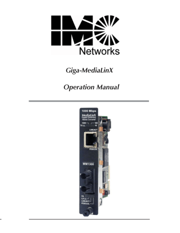 Specifications. IMC Networks Giga-MediaLinX | Manualzz