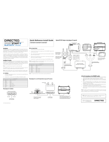 Directed SMARTSTART VSM50BT Quick Reference Install Manual | Manualzz