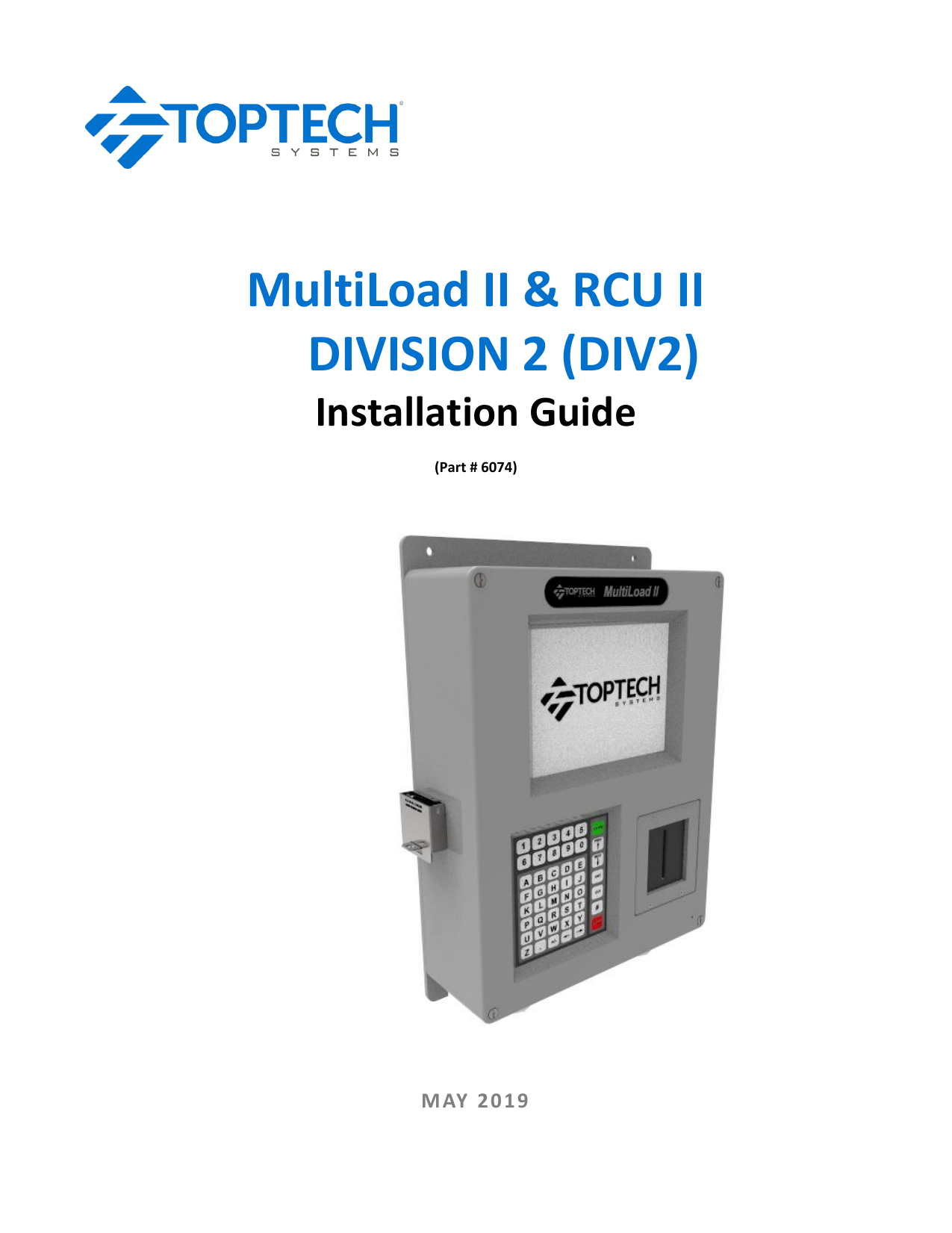 Toptech Systems 4726 Card Reader for Toptech Systems RCU II DIV-2 Card Reader Installation ...