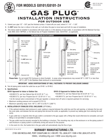 Burnaby G0101-SS-50 7 Installation manual | Manualzz