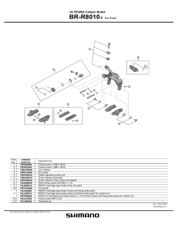 Shimano BR-R8010 Čelisťová brzda Exploded View | Manualzz