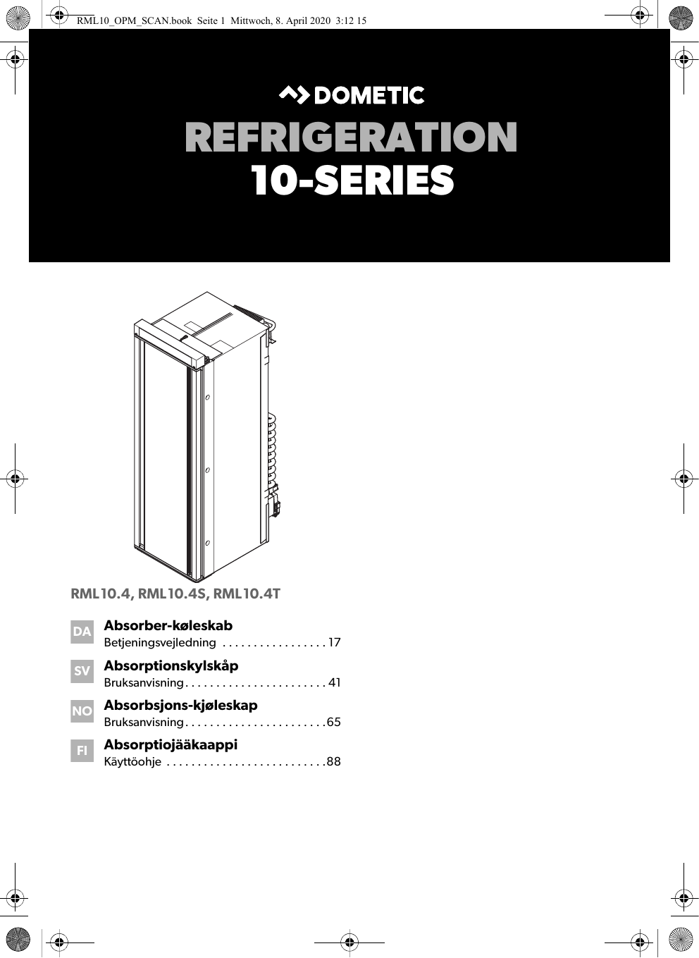 Dometic RML10.4, RML10.4S, RML 10.4T Betjeningsvejledning | Manualzz