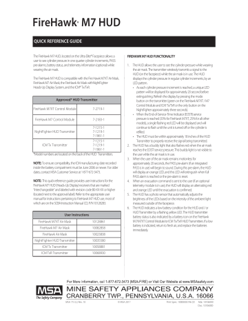 FireHawk M7 Air Mask Quick Reference Guide | Manualzz
