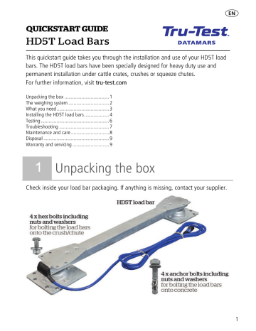 Tru-Test HD5T Load Bars Quick Start Guide | Manualzz